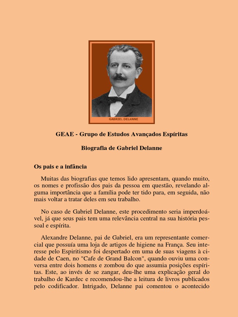 Gabriel Delanne - Biografia | PDF | Espiritismo | Mediunidade