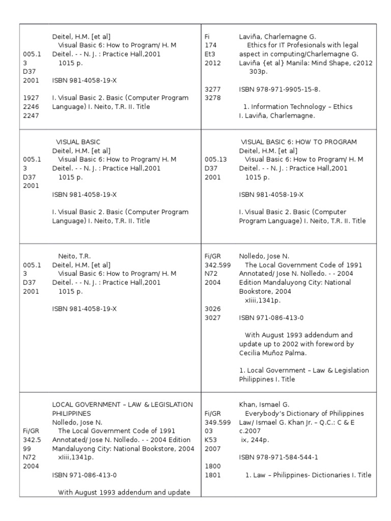 Book Card and Lists | PDF | Visual Basic For Applications | Microsoft ...