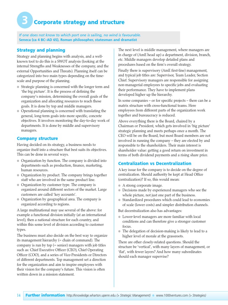 Business English Handbook Unit 3 Corporate Structure and Strategy PDF ...