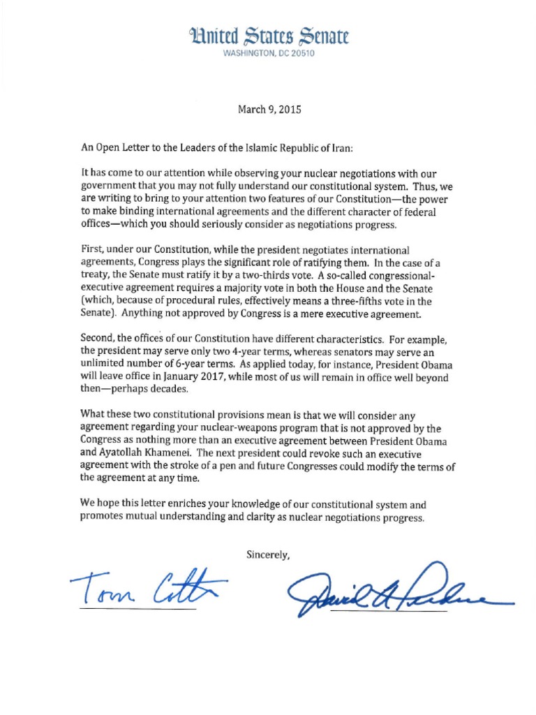 Senate Republican Letter To Iran's Leaders | PDF