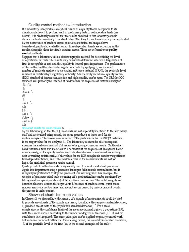 Quality Control Methods & Shewhart Charts | PDF