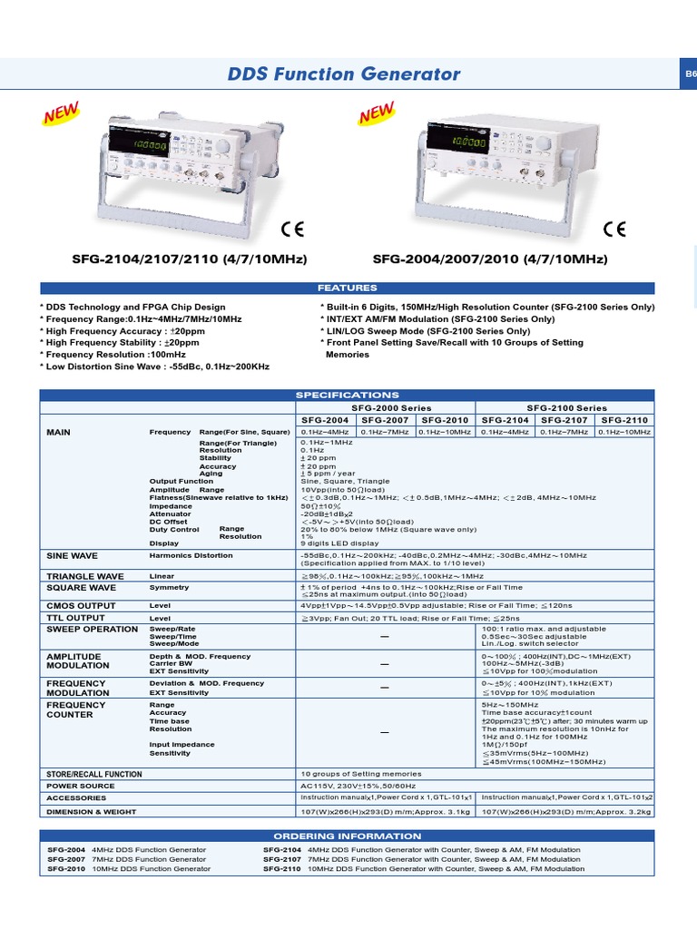 DDS Function Generator Specs | PDF