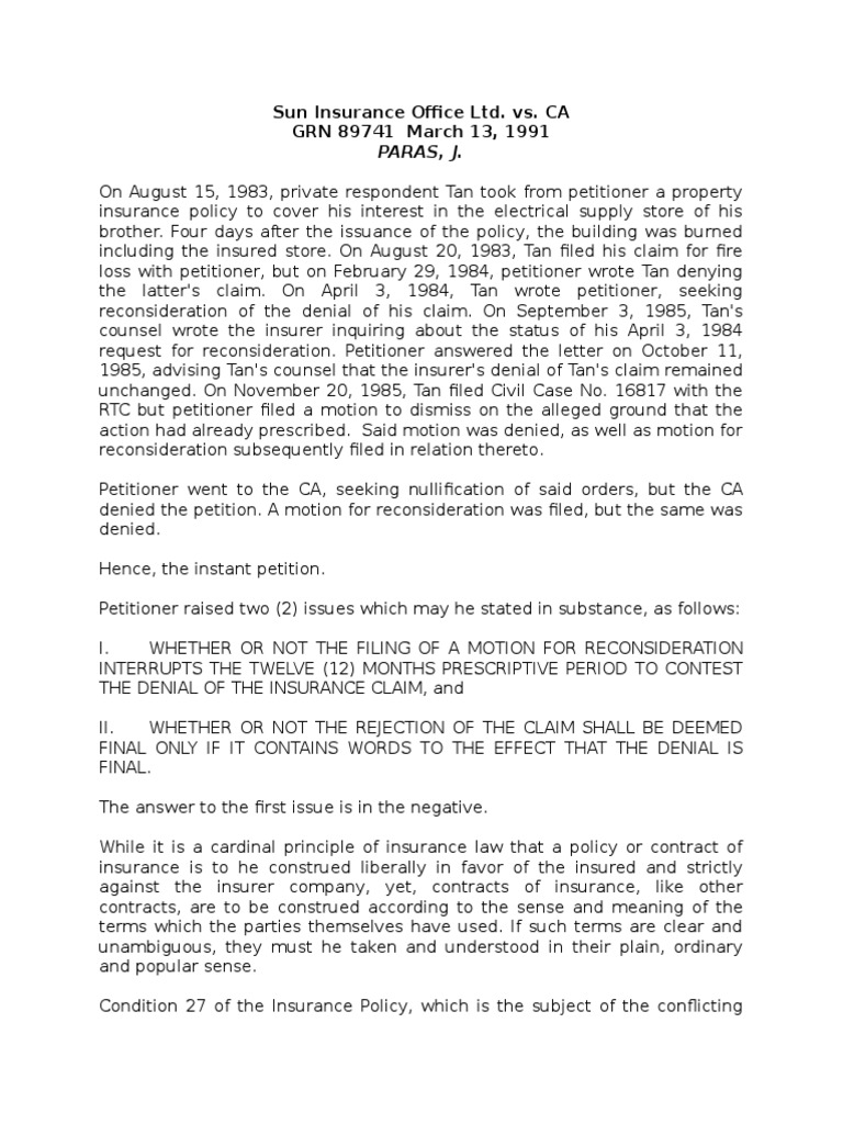 Sun Insurance Office LTD | PDF | Lawsuit | Insurance