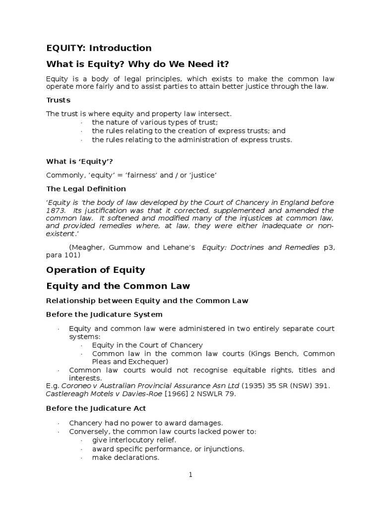 Understanding Equity and Common Law | PDF | Estoppel | Equity (Law)