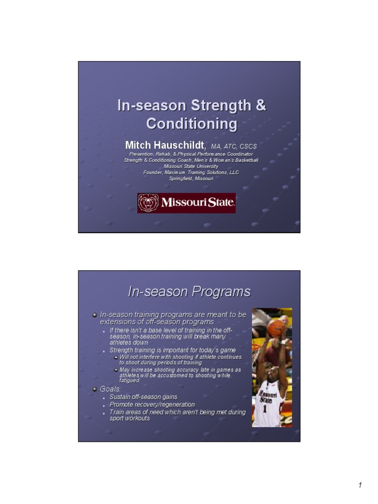 In Season Strength Conditioning | PDF | Strength Training | Physical ...
