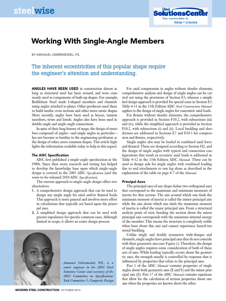 Working With Single-Angle Members | Download Free PDF | Bending | Buckling