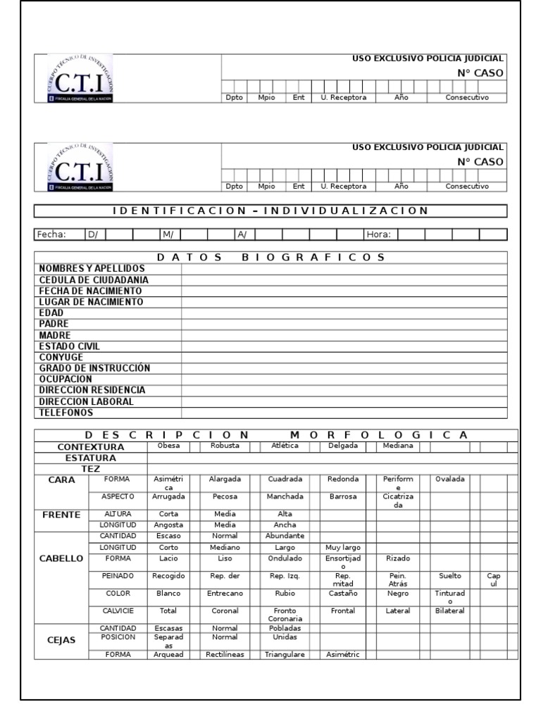 Fpj-33 Formato Identificacion e Individualizacion | PDF | Ciencias ...