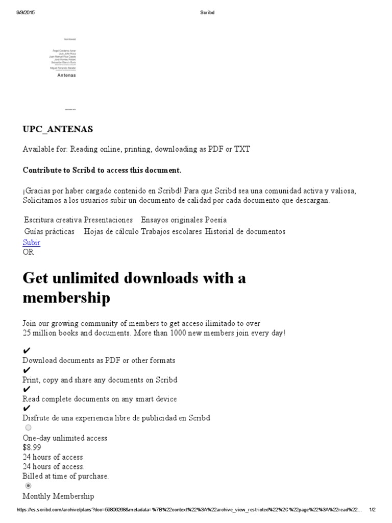 Get Unlimited Downloads With A Membership: Upc - Antenas | PDF | Career ...