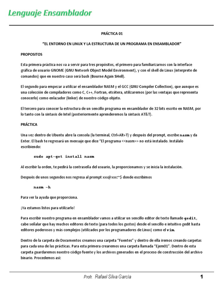Ensamblador en Linux | PDF | Poco | Lenguaje ensamblador