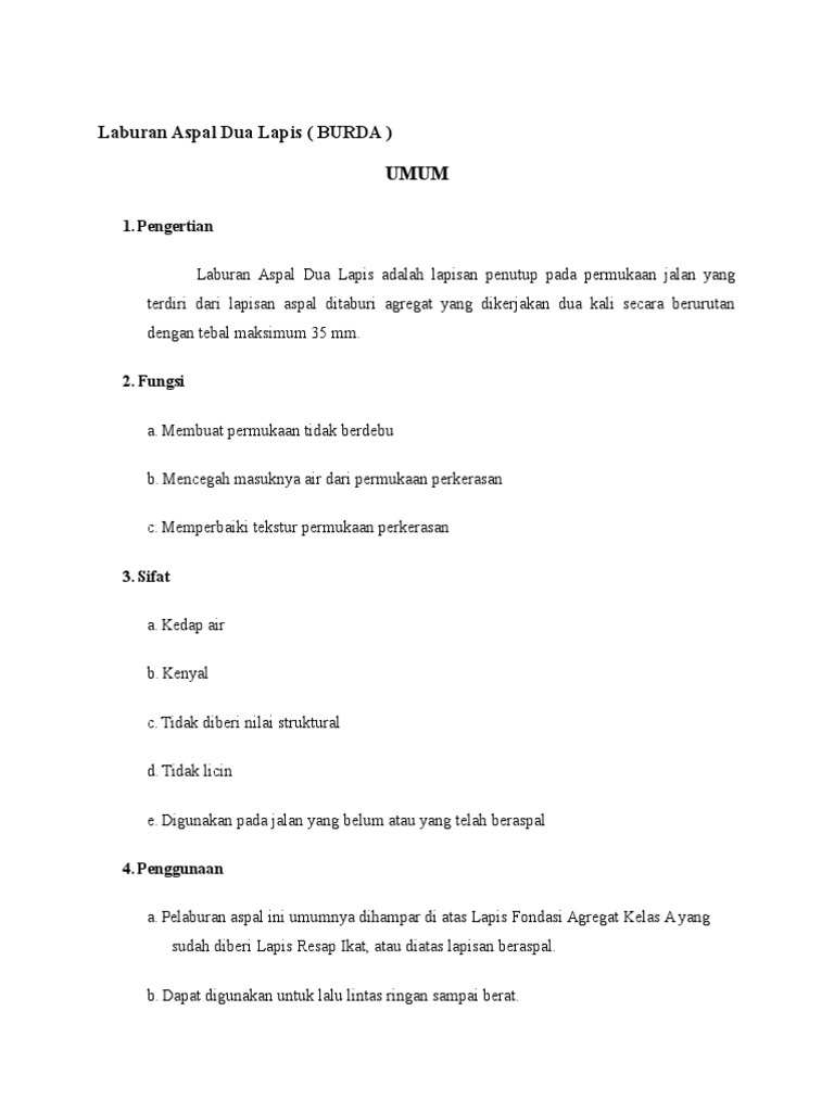 Spesifikasi dan Metode BURDA Aspal | PDF