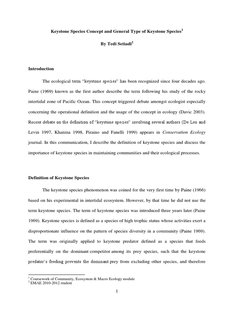 Keystone Species: Concepts & Types | PDF | Predation | Ecology