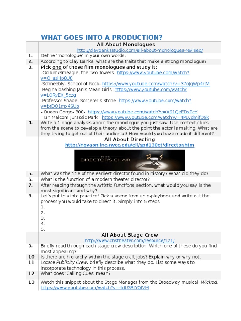 Understanding Monologues and Directing | PDF