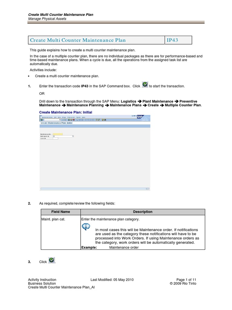 Multi Counter Maint Plan | PDF | Scheduling (Computing) | Systems ...