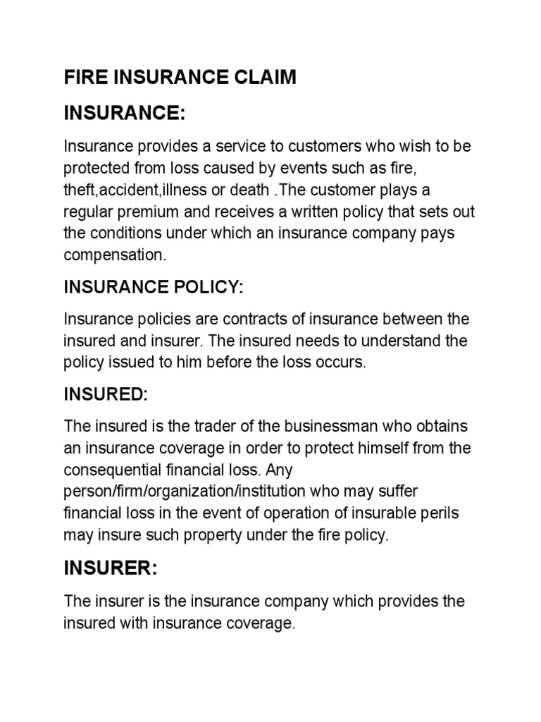 Fire Insurance Claim Final Word | PDF | Property Insurance | Insurance