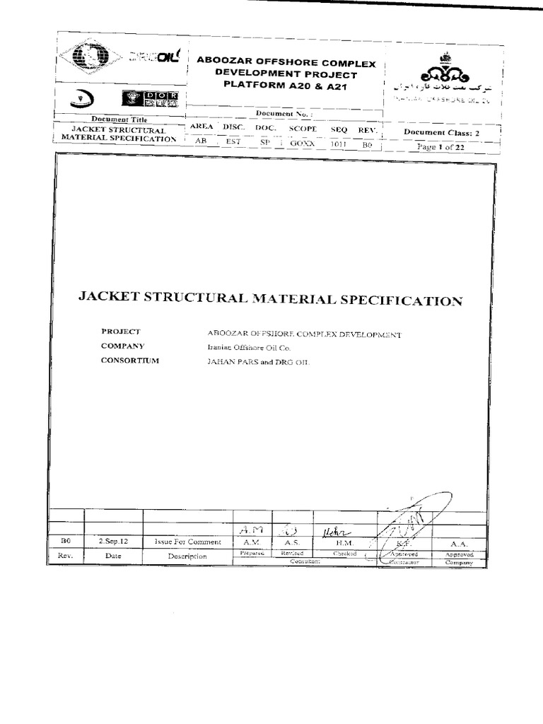 Jacket Structural Material Specification | PDF