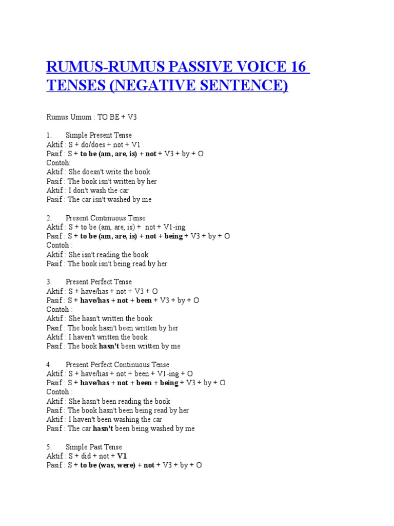 RUMUS Passive Poice | PDF | Grammatical Tense | Perfect (Grammar)