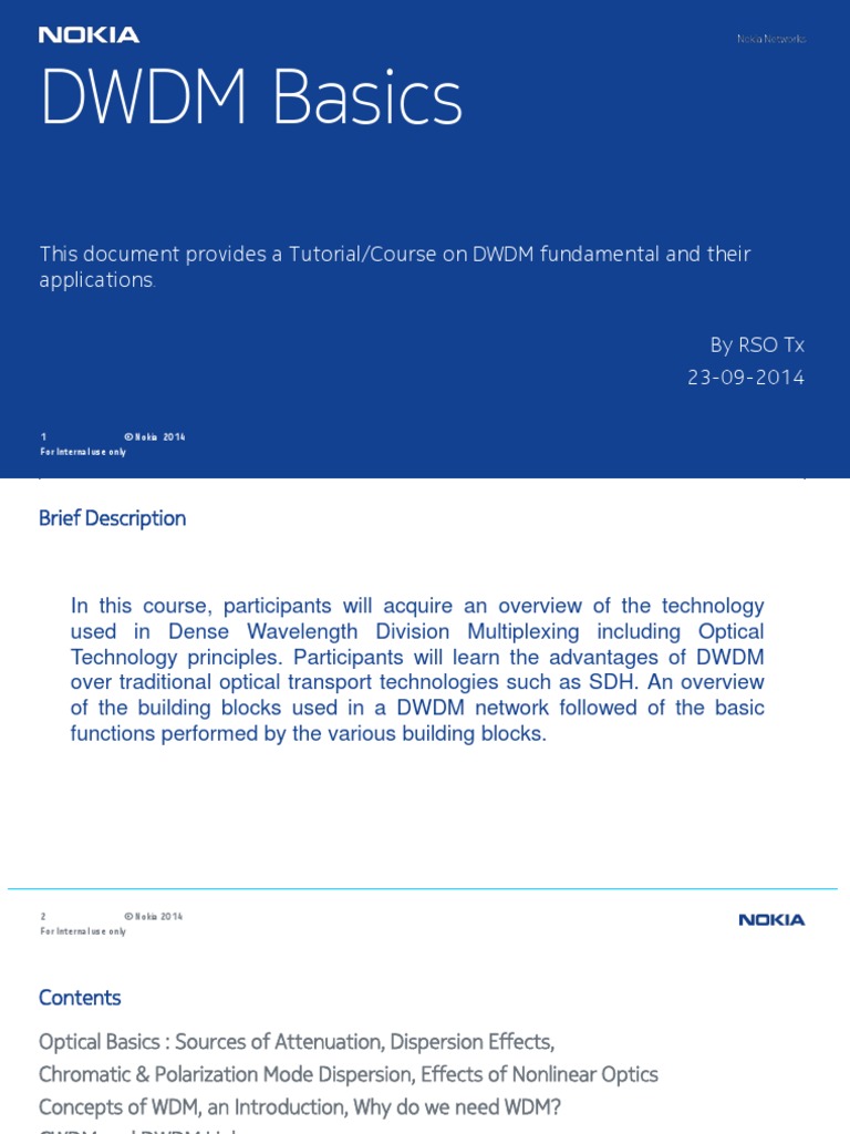 DWDM Basic Presentation | PDF | Wavelength Division Multiplexing ...