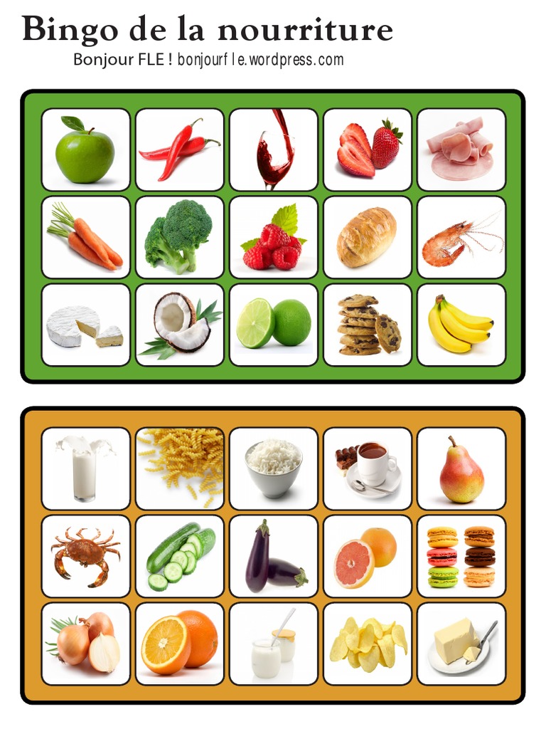 Bingo Nourriture | PDF | Livres de cuisine, nourriture et vin