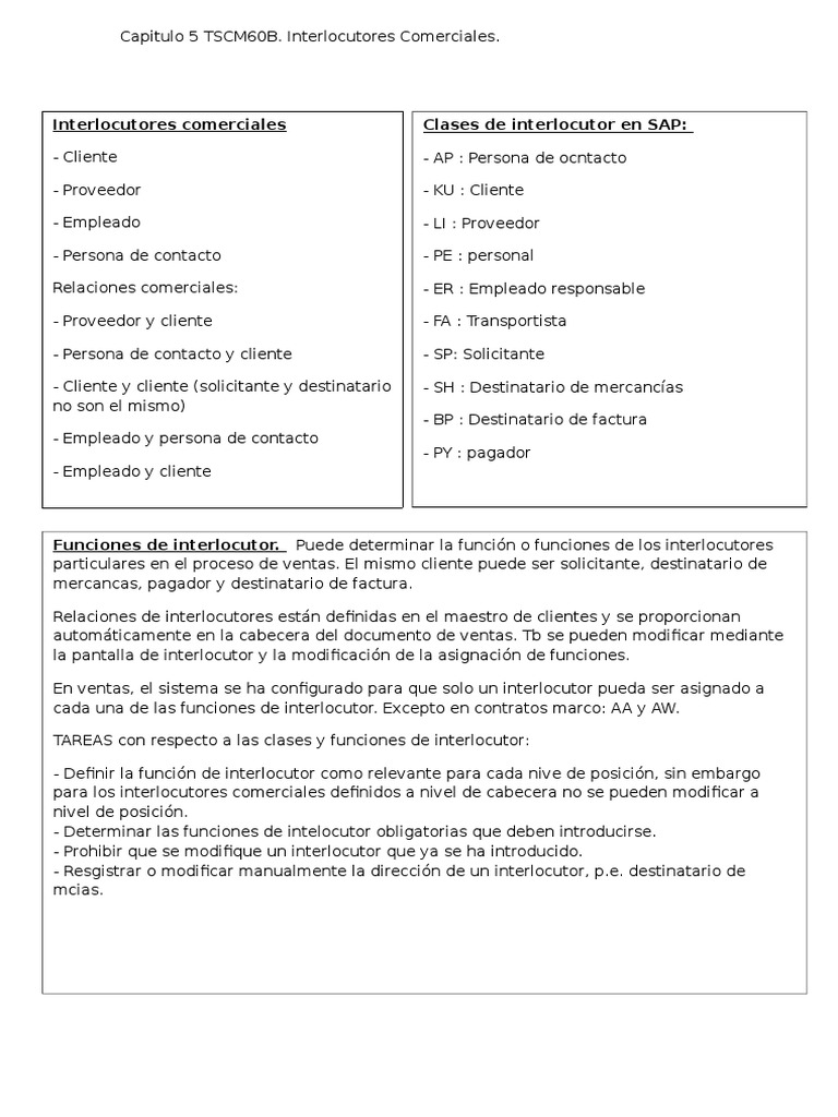Funciones de Interlocutores Comerciales en SAP | PDF