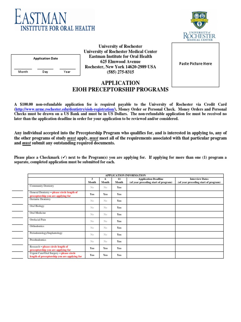 Application EIOH Preceptorship Application 1 | PDF | Postgraduate ...