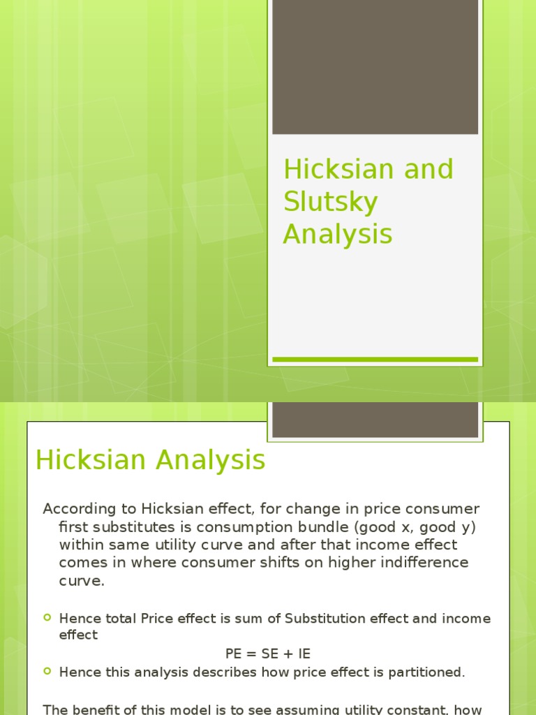 Hicksian and Slutsky Condition | PDF | Economic Theories | Microeconomics