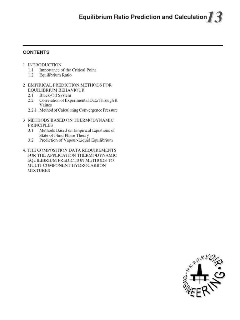 Equilibrium Ratio Prediction and Calculation | PDF | Continuum ...
