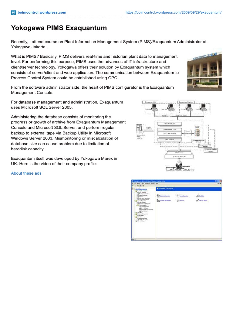 Exaquantum PIMS Admin Insights | PDF