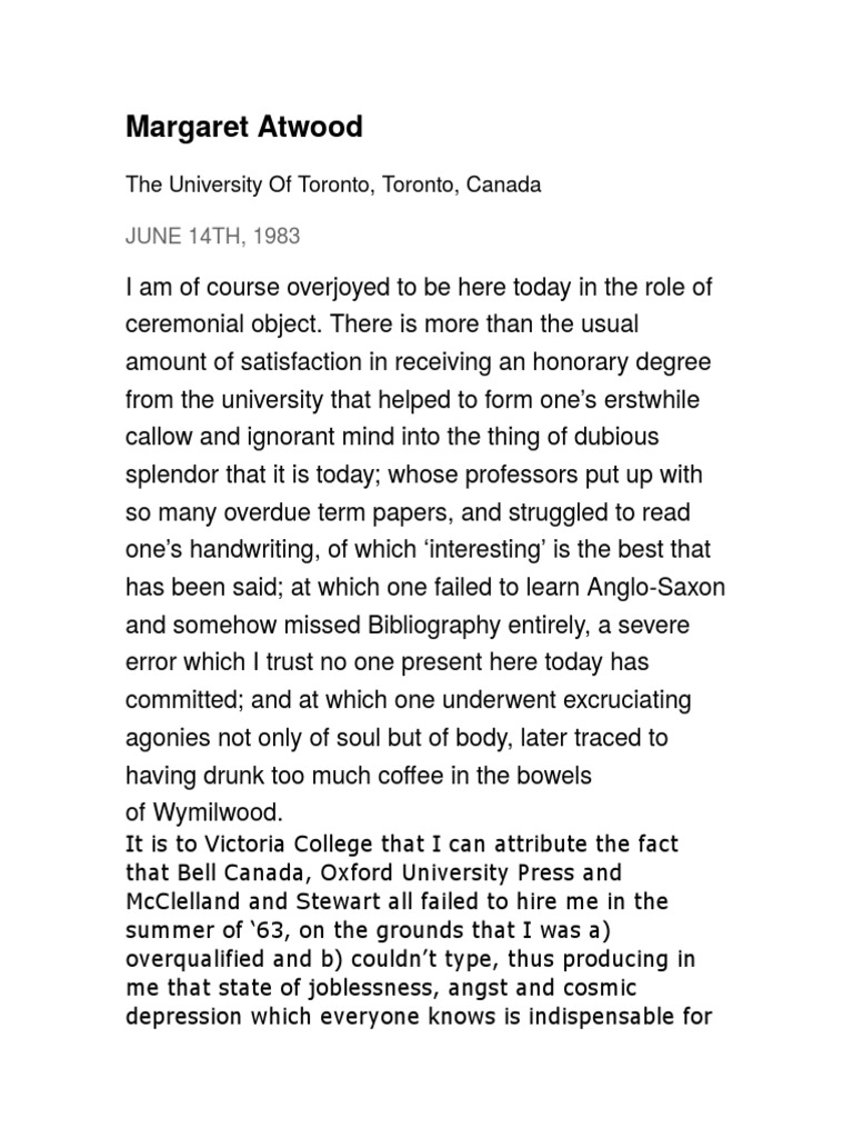 Margaret Atwood Attitude | Fiction & Literature