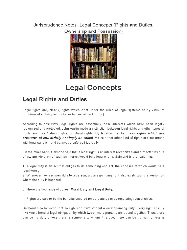 Jurisprudence Notes-Legal Concepts | Jurisprudence | Possession (Law)