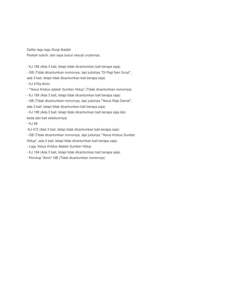 Daftar Lagu Liturgi Paskah | PDF