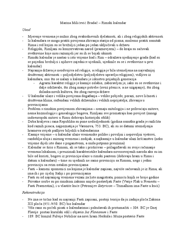 MMB - Rimski Kalendar Skripta | PDF