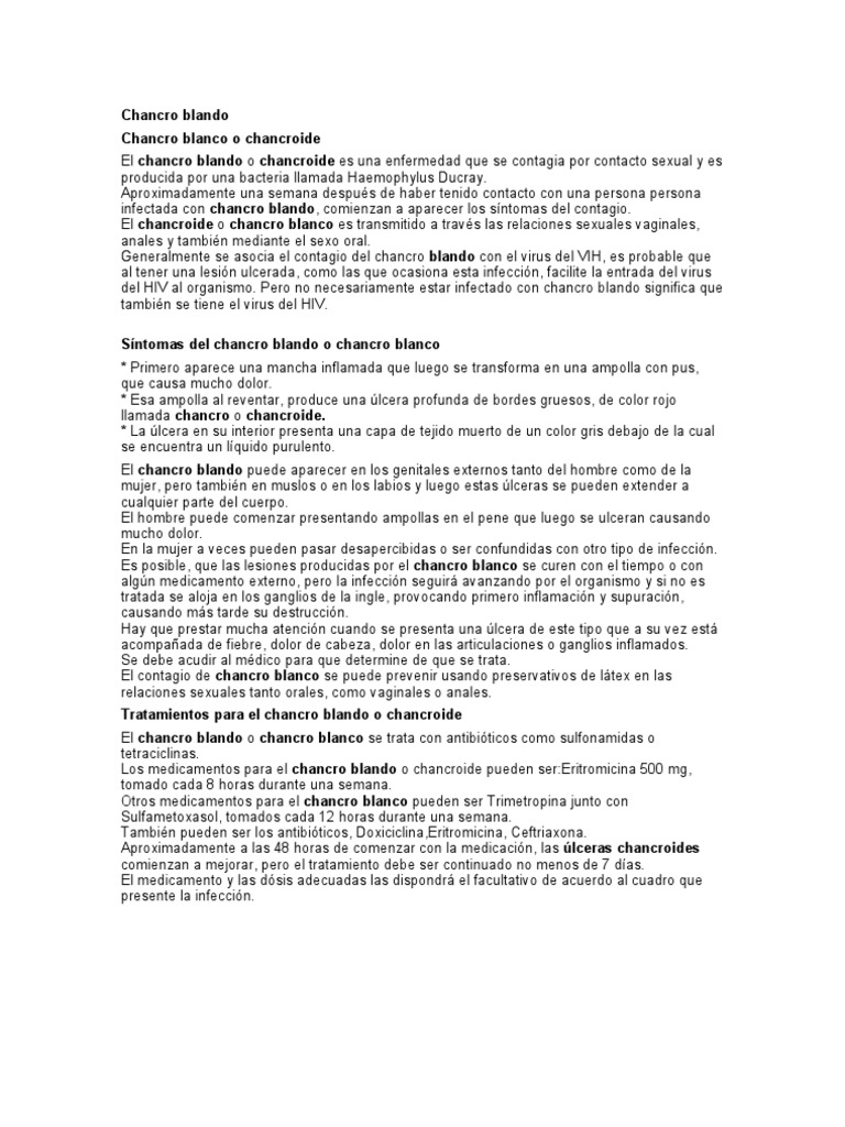 Chancro Blando Chancro Blanco o Chancroide El | Descargar gratis PDF ...
