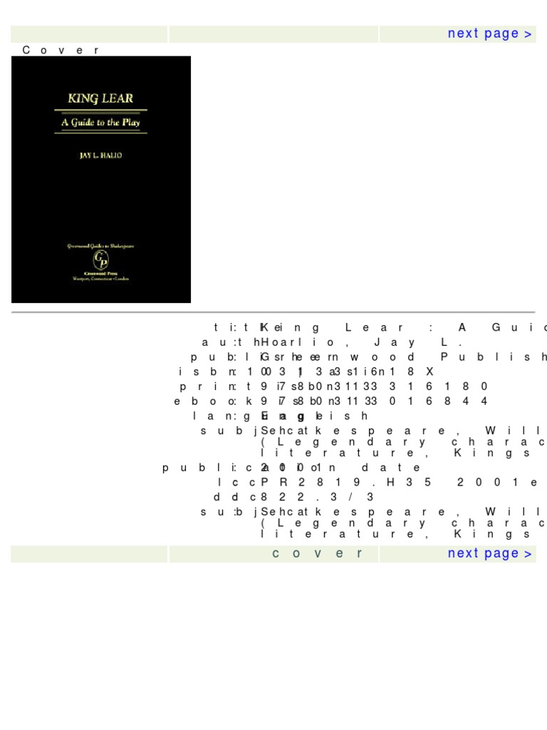 (Jay L. Halio) King Lear A Guide To The Play (Gre PDF | PDF | King Lear | William Shakespeare