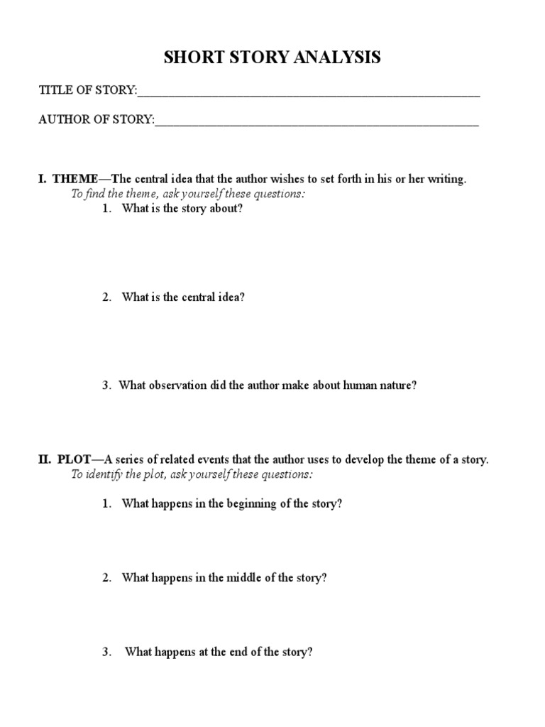 Short Story Analysis: To Find The Theme, Ask Yourself These Questions | PDF