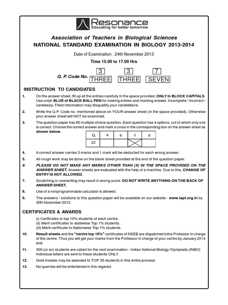 NSEB 2013 Solution | PDF | Endoplasmic Reticulum | Dna