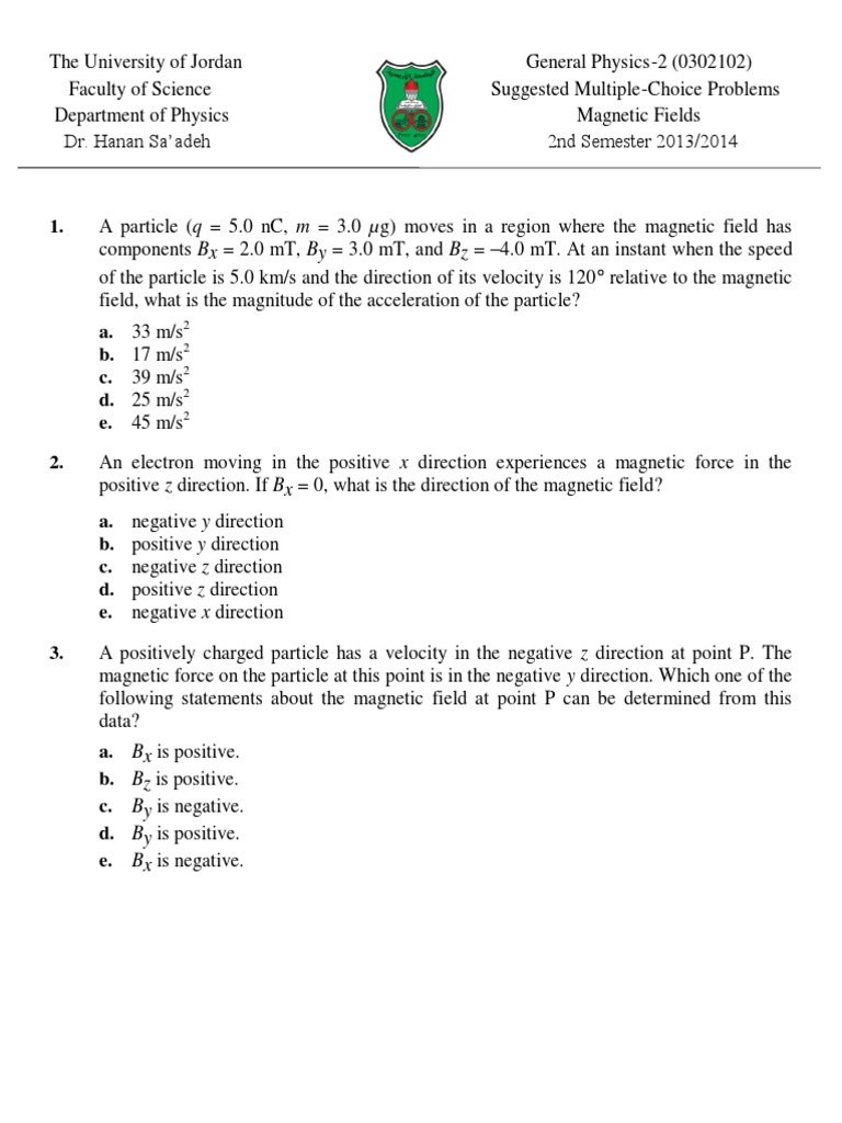 Phys102 Suggested Problems Ch29 | PDF | Electronvolt | Magnetic Field