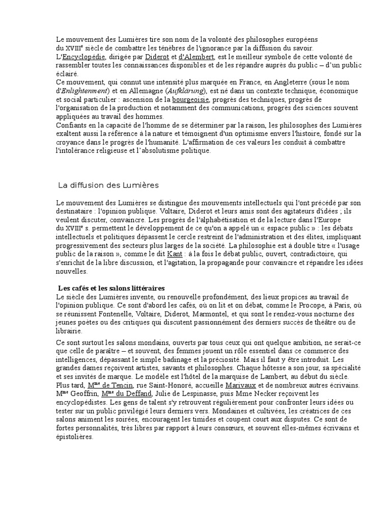 Le Siècle des Lumières et ses acteurs | PDF | Mouvements philosophiques ...