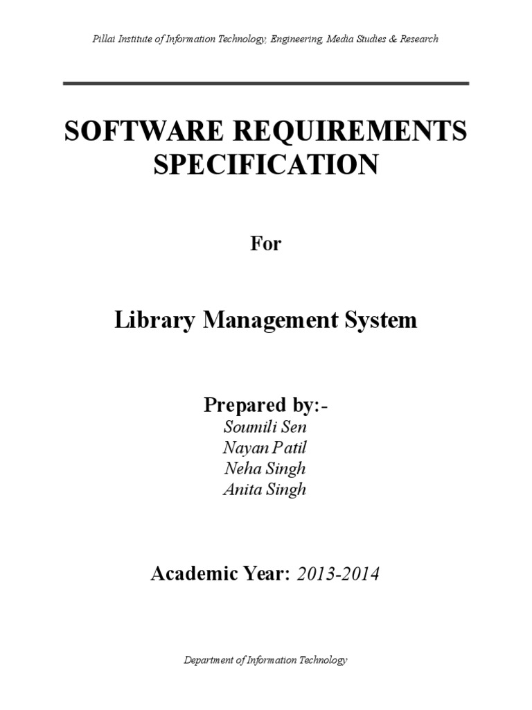 Library Management System SRS | PDF | User (Computing) | Databases