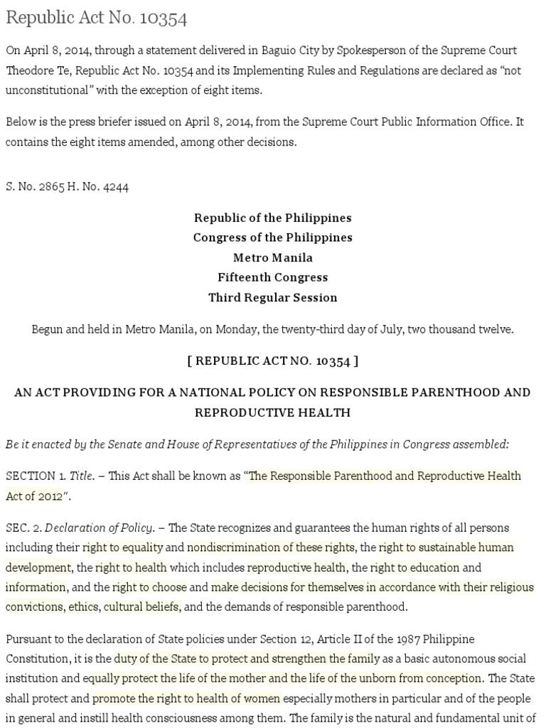 Republic Act No. 10354 - Official Gazette of The Republic of The ...