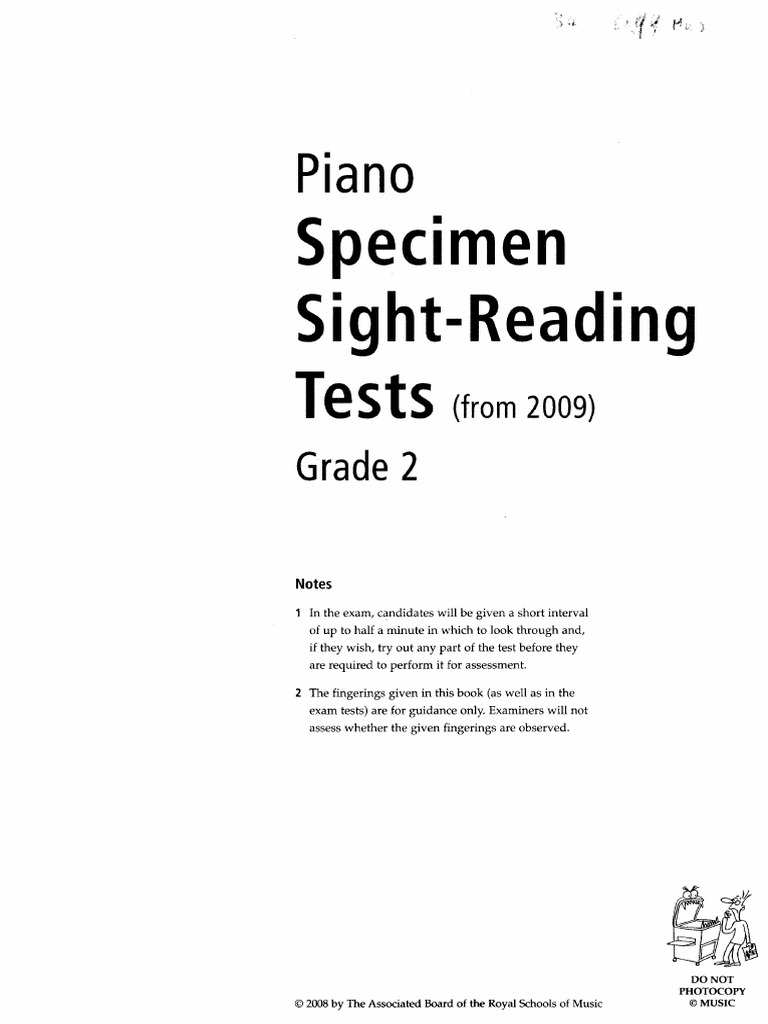 Grade 2 Piano Specimen Sight-Reading Tests 2009 | PDF | Reading ...