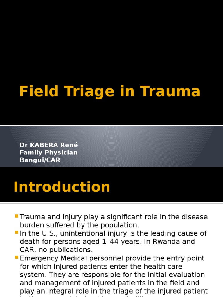 Field Triage in Trauma | Major Trauma | Emergency Department