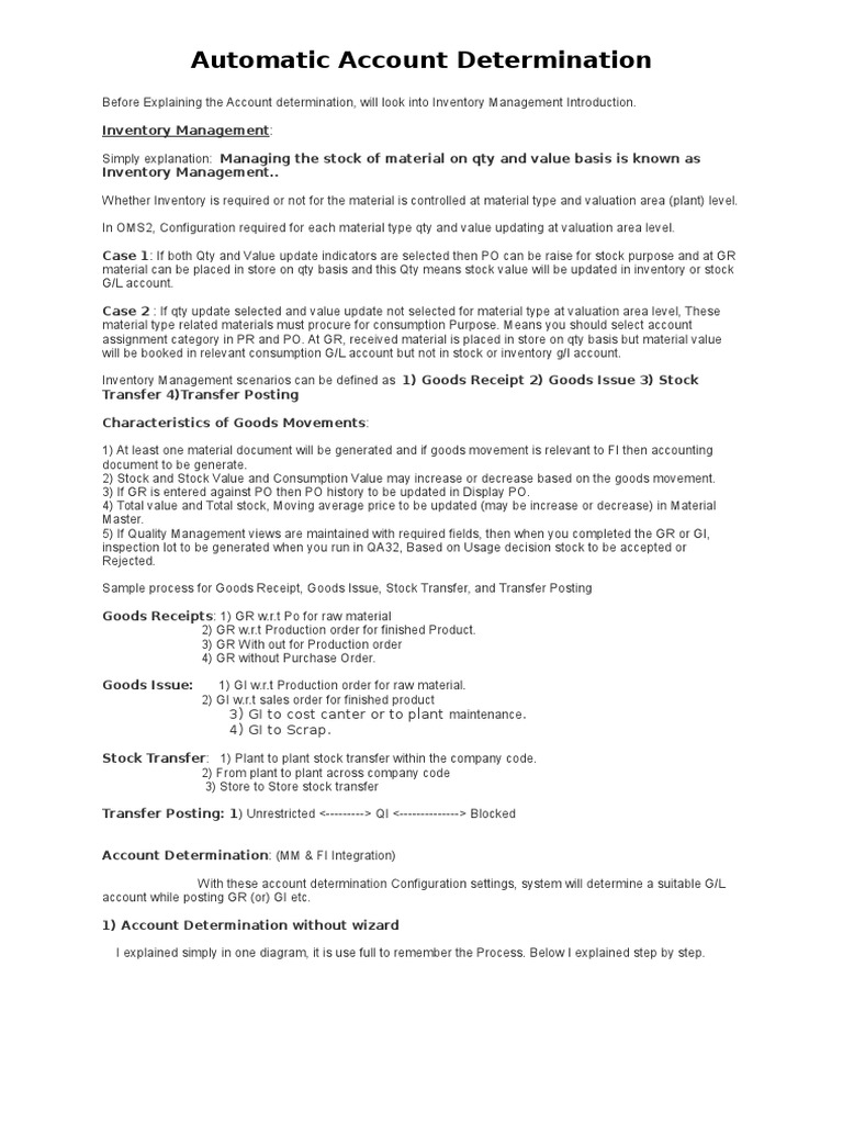 Automatic Account Determination | PDF | Inventory | Stocks