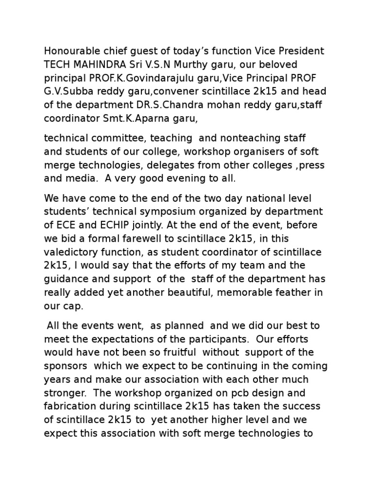 Valedictory Speech | PDF