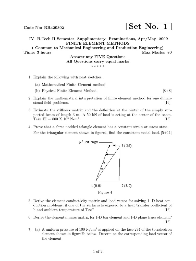 RR420302 Finite Element Methods PDF | PDF | Finite Element Method | Matrix (Mathematics)