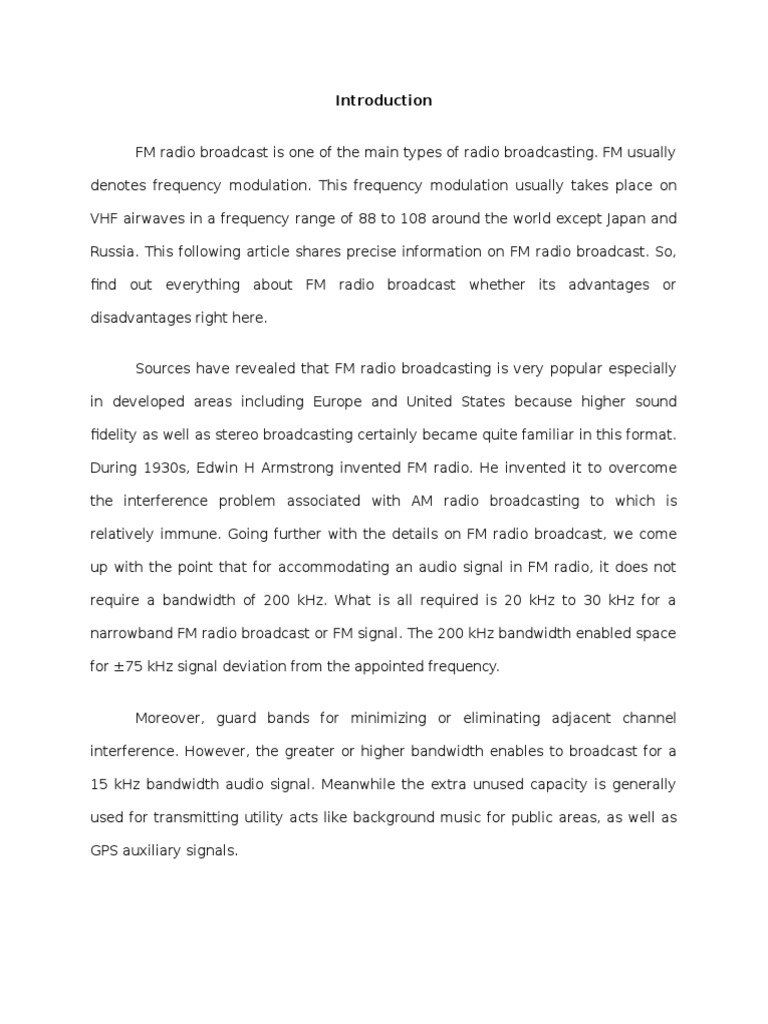 FM Station Proposal | PDF | Frequency Modulation | Radio Broadcasting