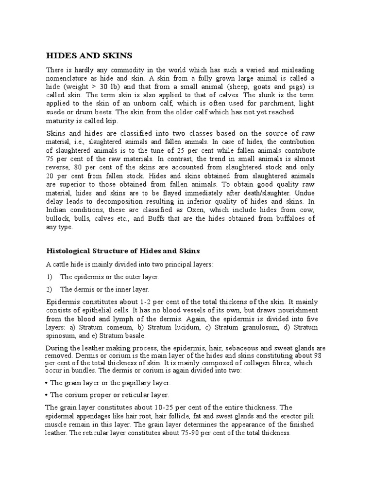 11.skin and Hides | PDF | Leather | Skin