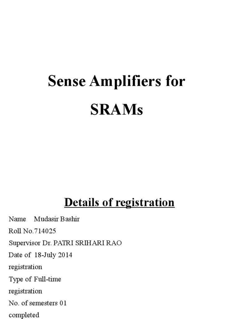 Sense Amplifiers For SRAM | PDF | Cmos | Amplifier