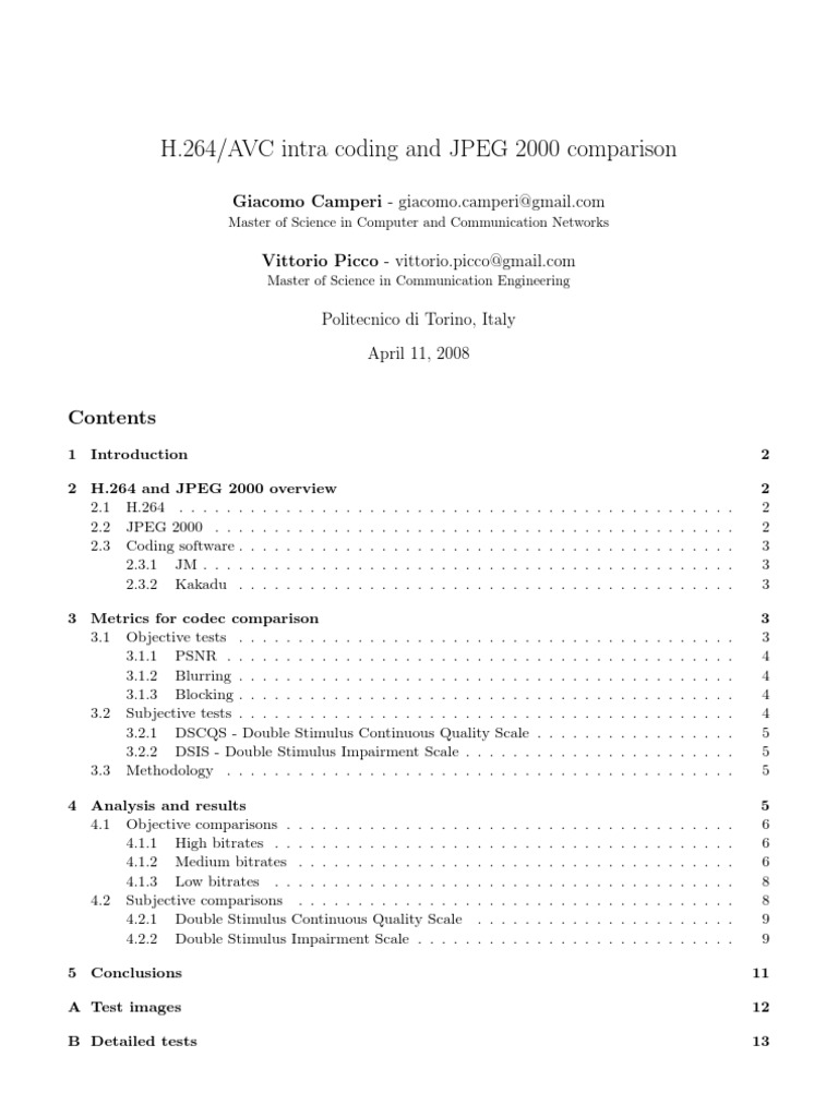 H 264 Avc Intra Coding And Jpeg 2000 Comparison Pdf H 264 Mpeg 4 Avc Data Compression