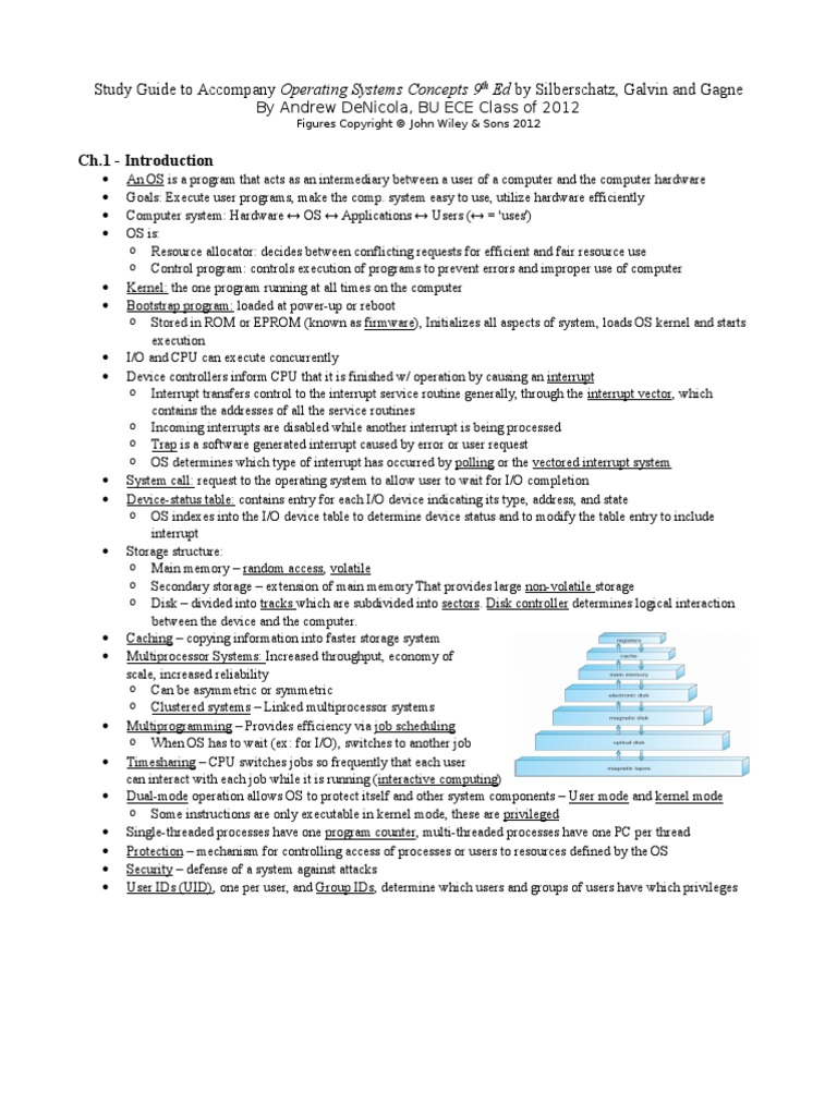 Operating System Concepts 9th Edition Study Guide | PDF | File System ...