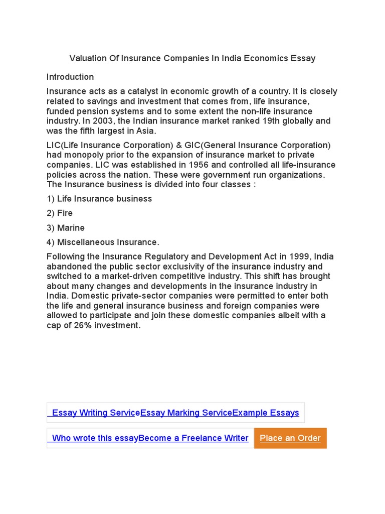 Essay | PDF | Life Insurance | Insurance